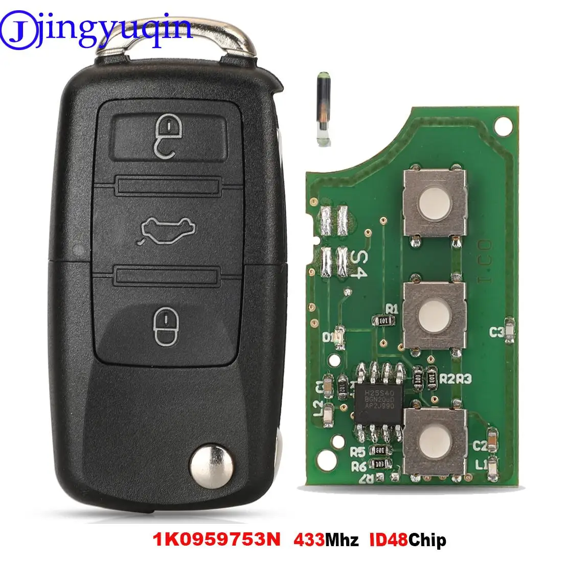 jingyuqin-3-Buttons-Car-Remote-Key-1K0959753N-ID48-For-VW-PASSAT-b5-b6 ...