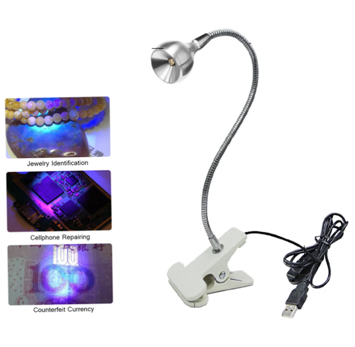USB-Ultraviolet-Curing-Lamp-LED-white-Gooseneck-Light-with-Clamp-UV ...