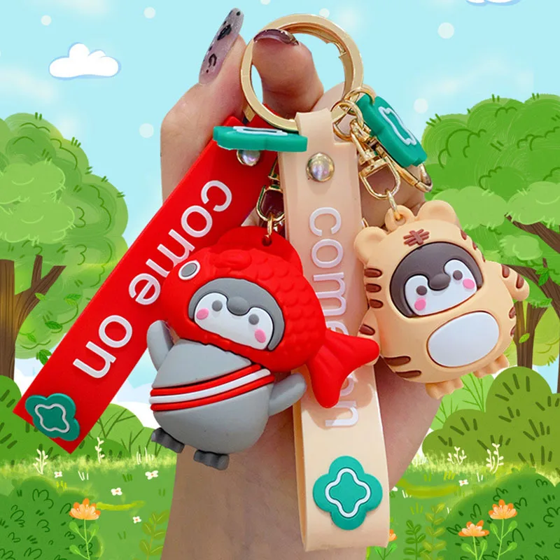 Cartoon-Fish-Head-Hood-Penguin-Keychain-Keys-Cute-Anime-Tiger-Clothe ...