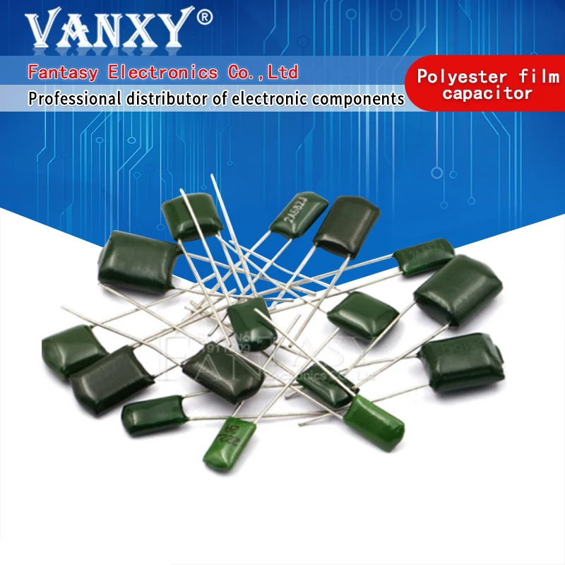 50pcs Polyester film capacitor 100V 1nF 1.5nF 2.2nF 100nF 2A471J 2A102J ...