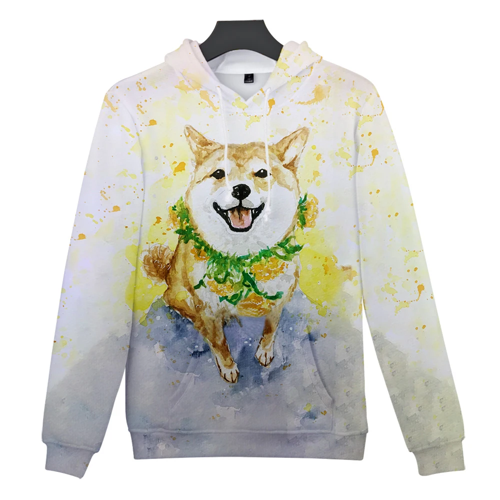 Shiba Inu 3D Print Unisex Harajuku Long Sleeve Hoodies - KawaiiMerch.com