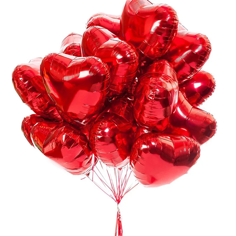 15pcs/lot 18inch Gold Silver Red Heart Love Balloon Pure Color Foil ...