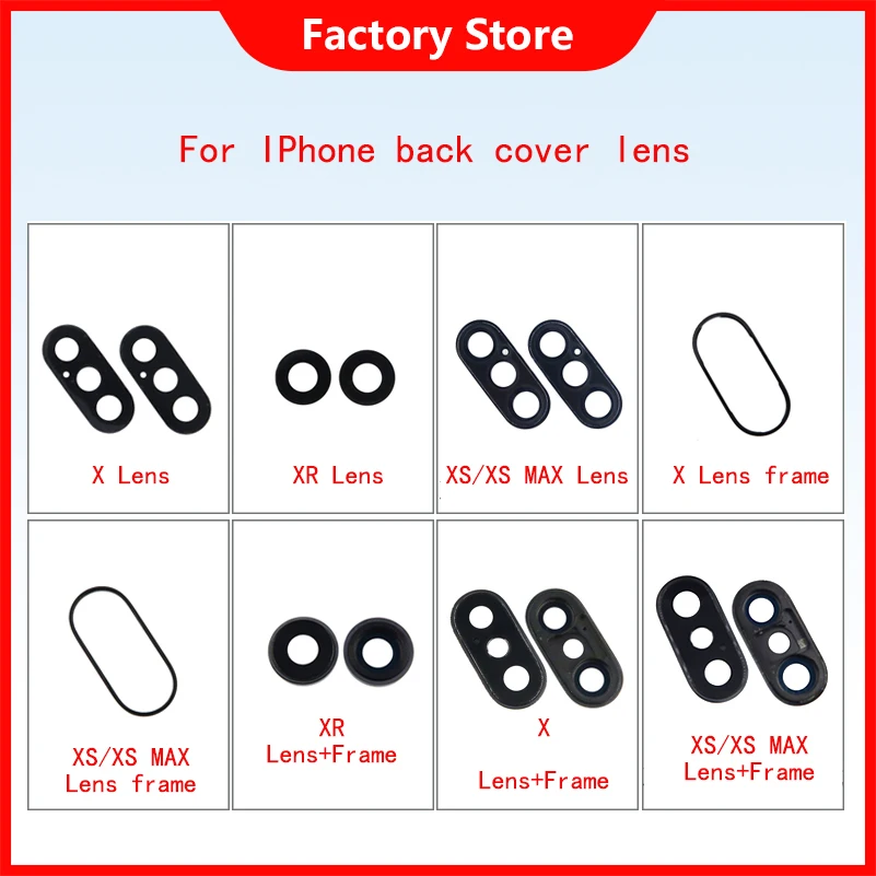 1pcs New Back Rear Camera Lens Glass Cover Ring With Frame For iPhoneX ...