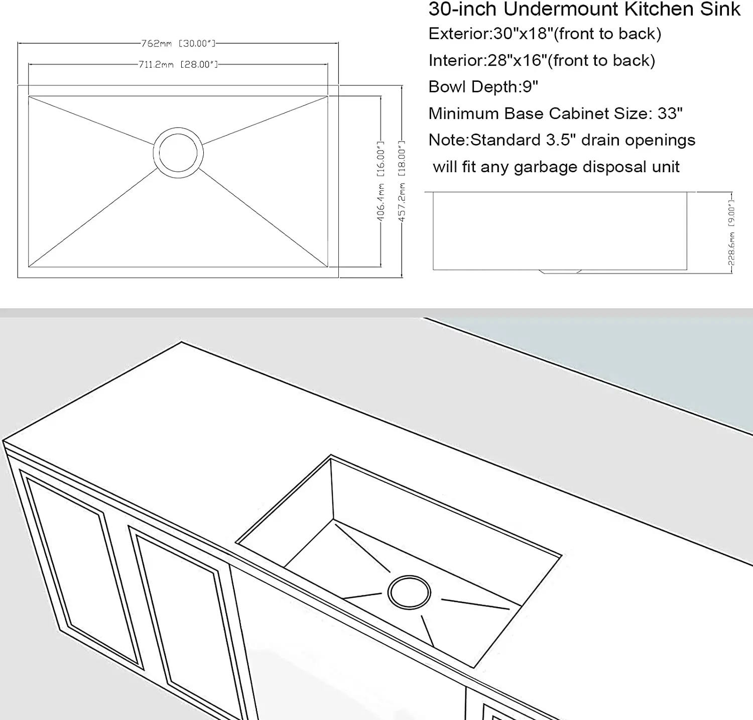 Modern Kitchen Sink Dimensions