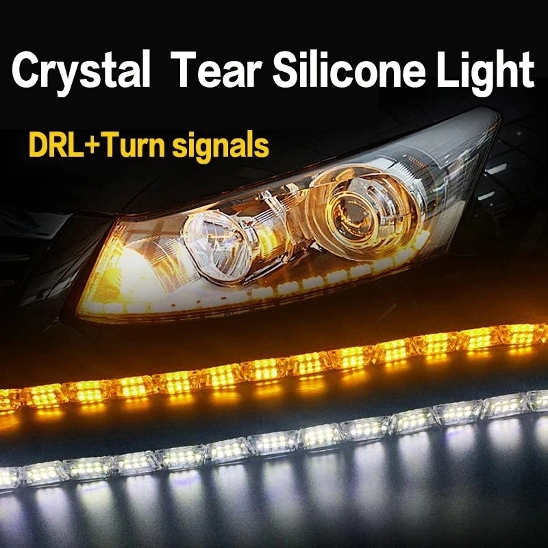 2pcs Flexible LED Strip Lights DRL Daytime Running Light Sequential ...
