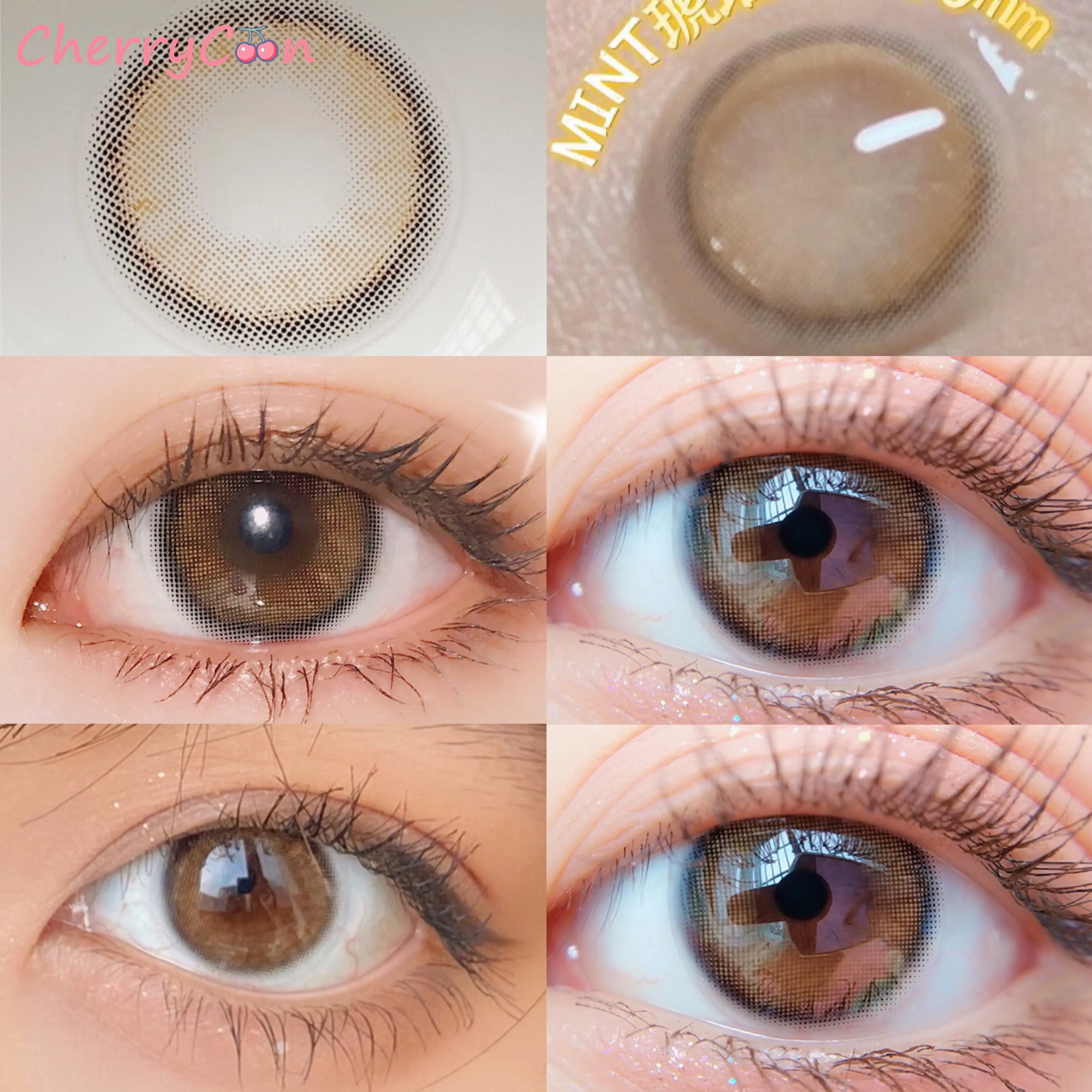 CherryCon mint Amber brown Contact Lenses Annually Coloured Soft for ...