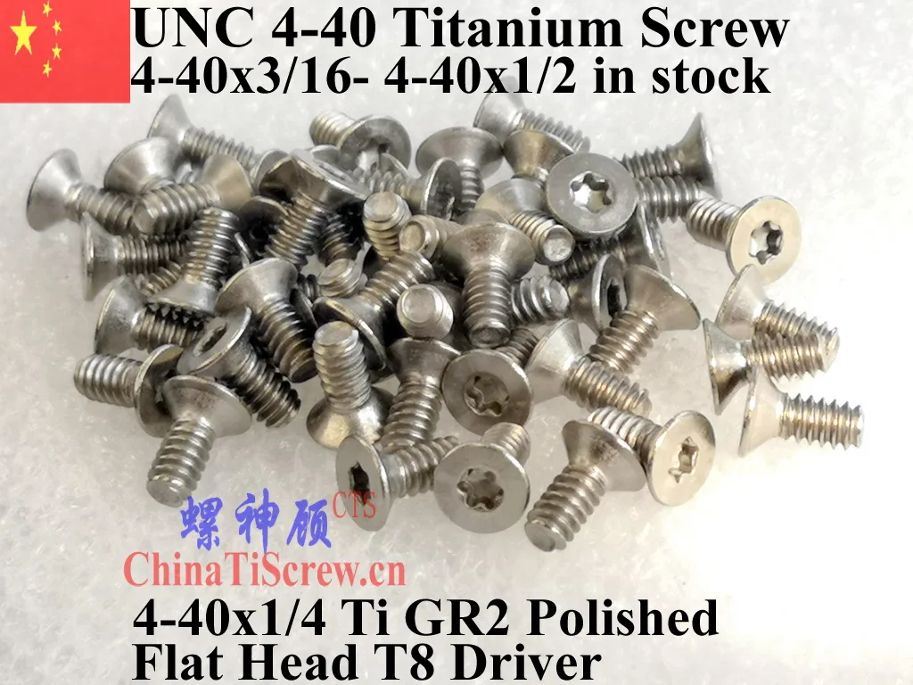 T8 Driver Flat Head 4-40 Titanium Screw 4-40x3/16 4-40x1/4 4-40x5/16 4 ...