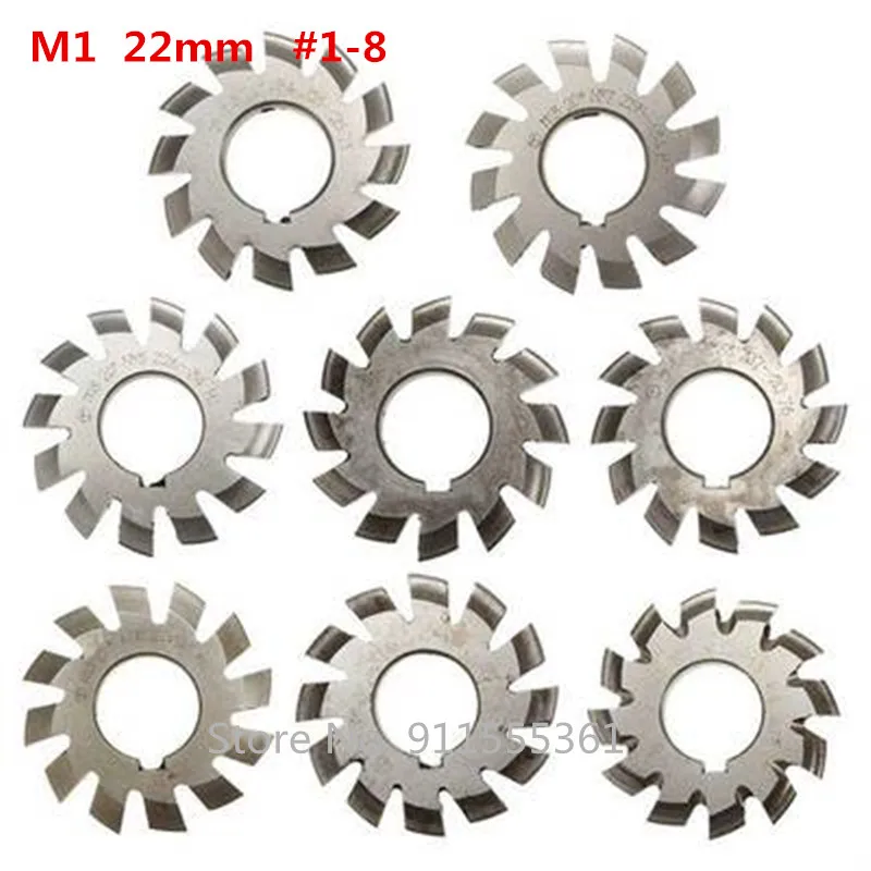 Module 1 PA20 Degrees Bore 22mm #1-8 HSS Involute Gear Milling Cutter ...