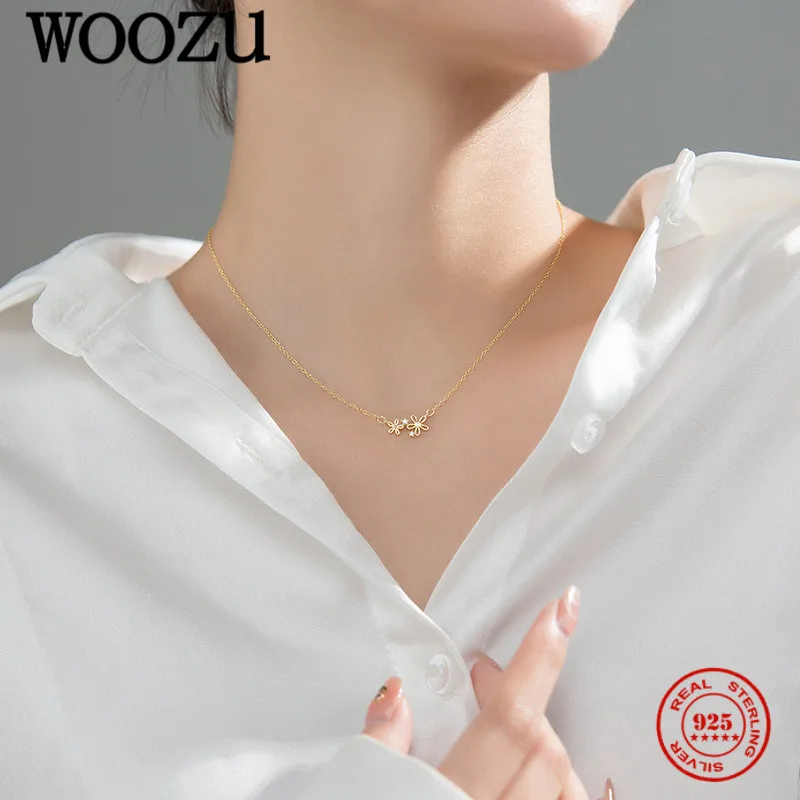 WOOZU-925-Sterling-Silver-Hollow-Romantic-Flower-Pendant-Chain-Necklace-for-Women-Sweet-French ...