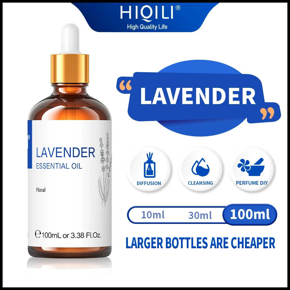 HIQILI 100ML Lavender Essential Oils ,100% Pure Nature for Aromatherapy ...