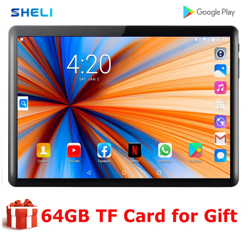 Tablet 10 polegadas 2020 novo, 3g wifi, telefone, chamada, quad core ...