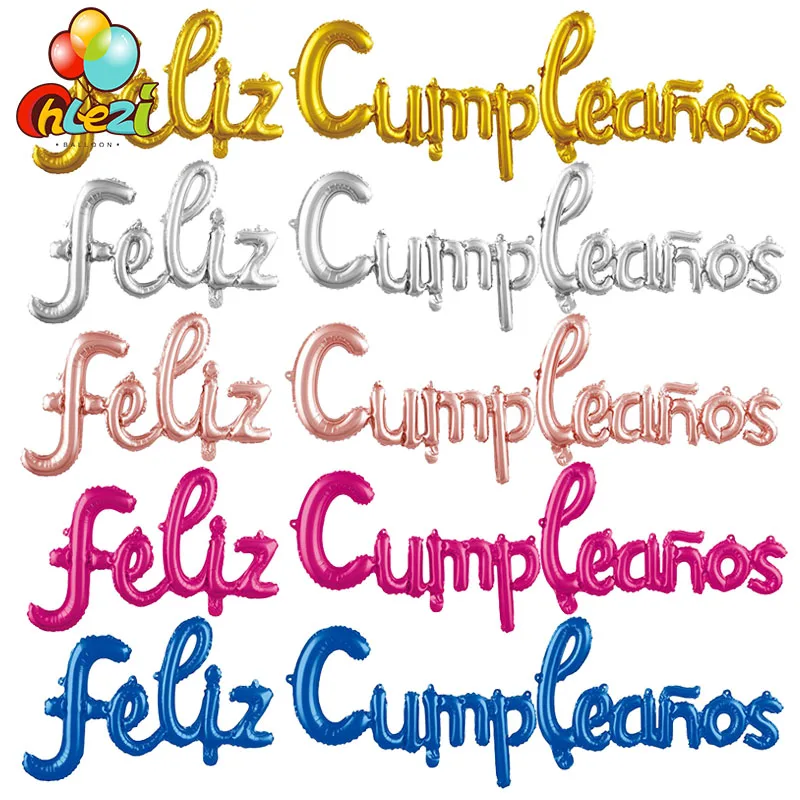 Spanish Happy Birthday Letters Balloons Lowercase Conjoined Alphabet ...
