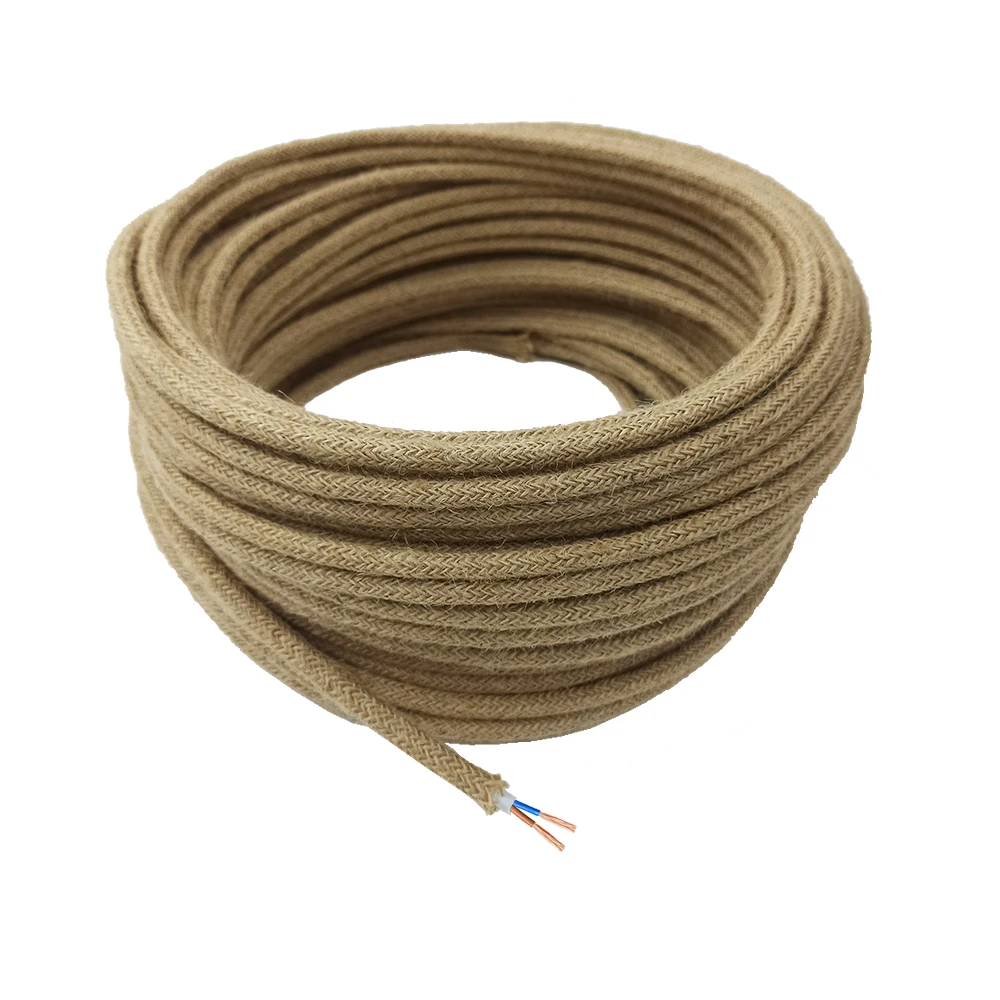 Câble-fil,Fil électrique Vintage, corde de chanvre, câble torsadé ...