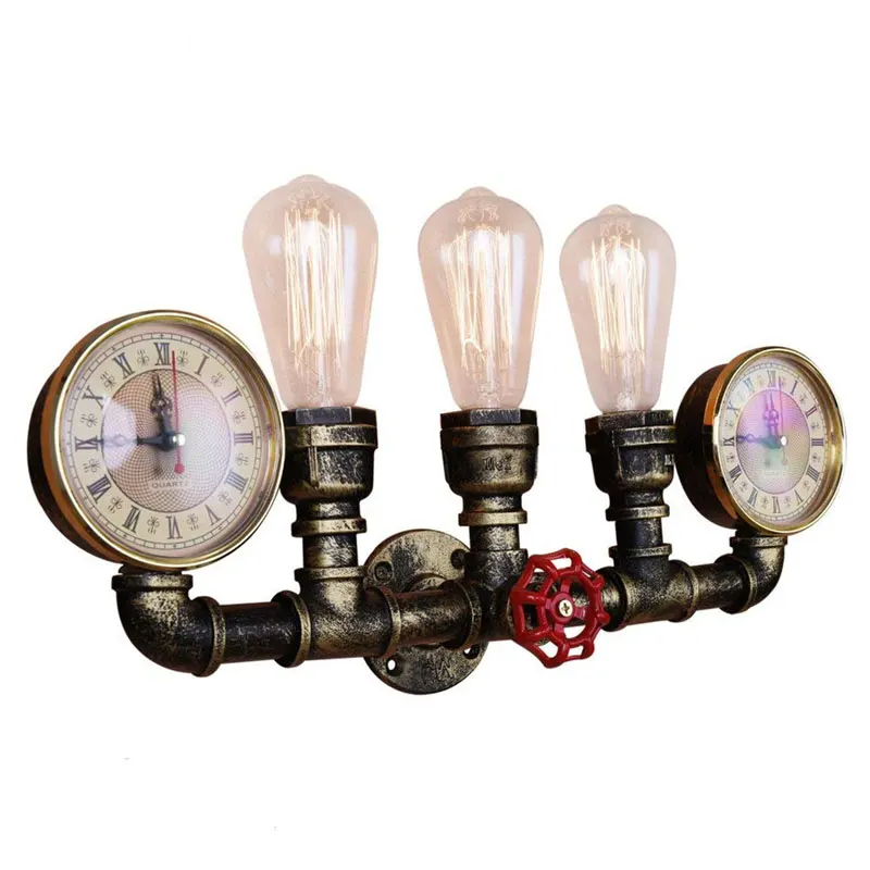 American style Vintage Loft Wall Lights Water Pipe Bar Pub Retro Lamp ...
