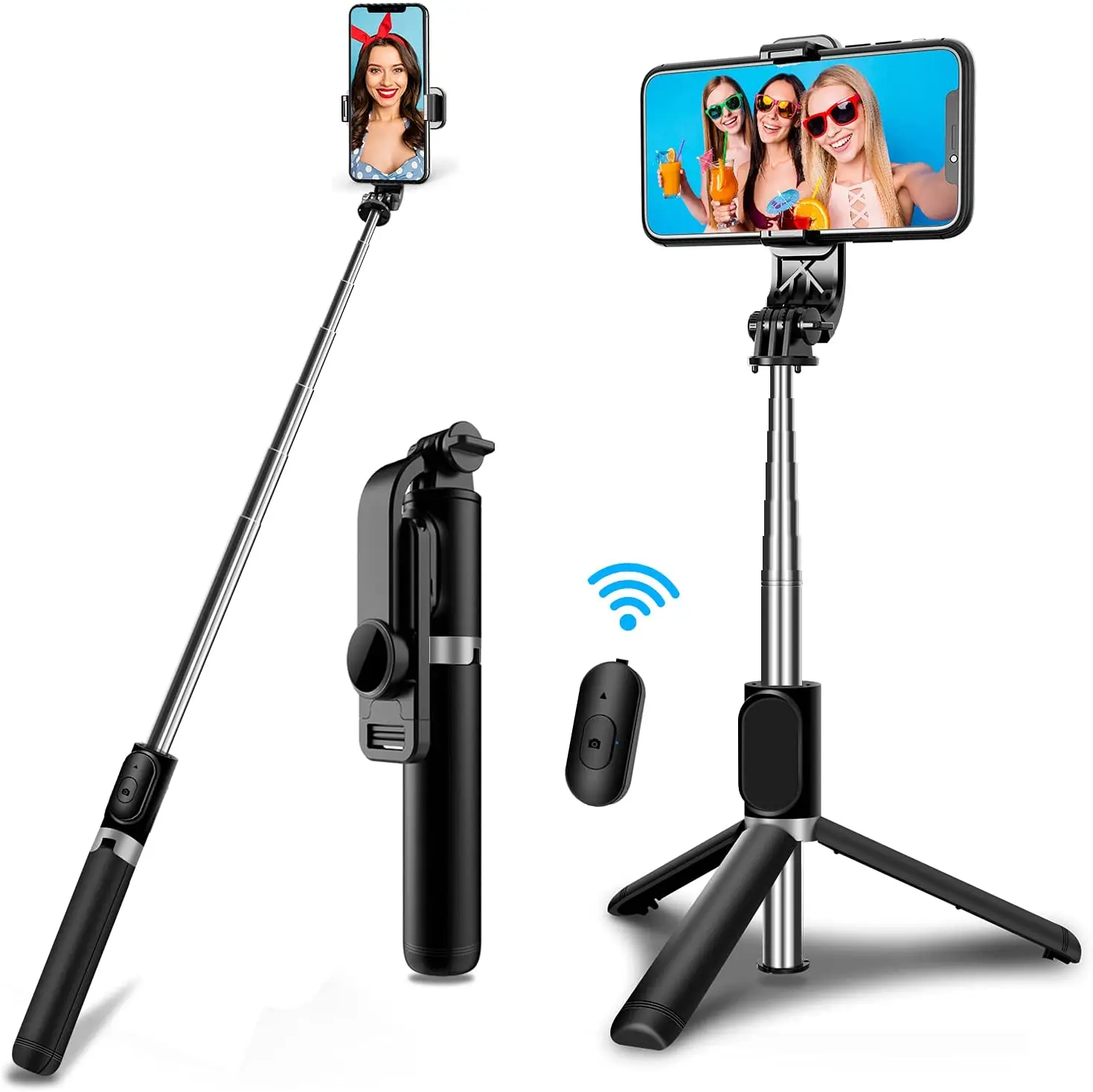 Selfie Stick Tripod With Wireless Remote Mini Extendable 4 In 1 Selfie