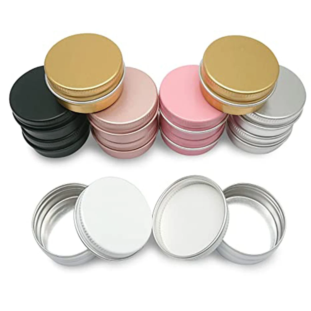 50pcs Lip Balm Aluminum Containers Empty Tin Storage Jars Black Sample ...