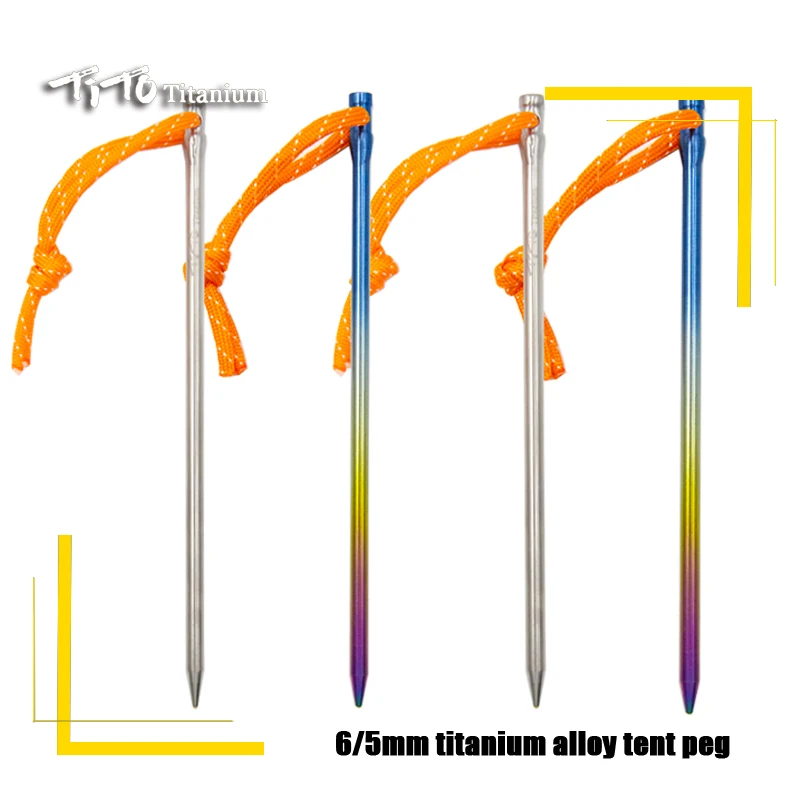 6pcs Tito Titanium Alloy Tent Peg Titanium Spike Outdoor Camping ...