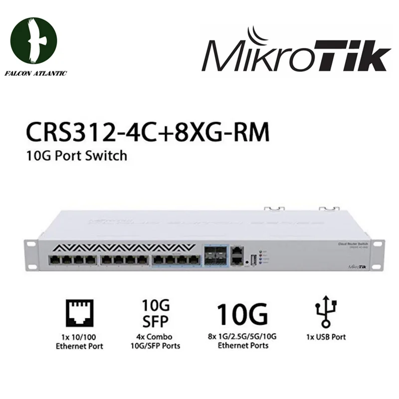 MikroTik Cloud Smart Switch CRS312-4C + 8XG-RM, 8 Regular G RJ45 Port ...