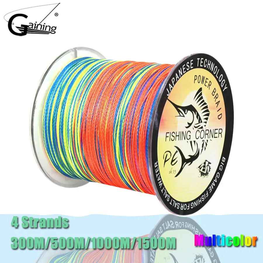 4 Strands Braided Fishing Line 300m 500m 1000m 1500m Multicolor Super ...
