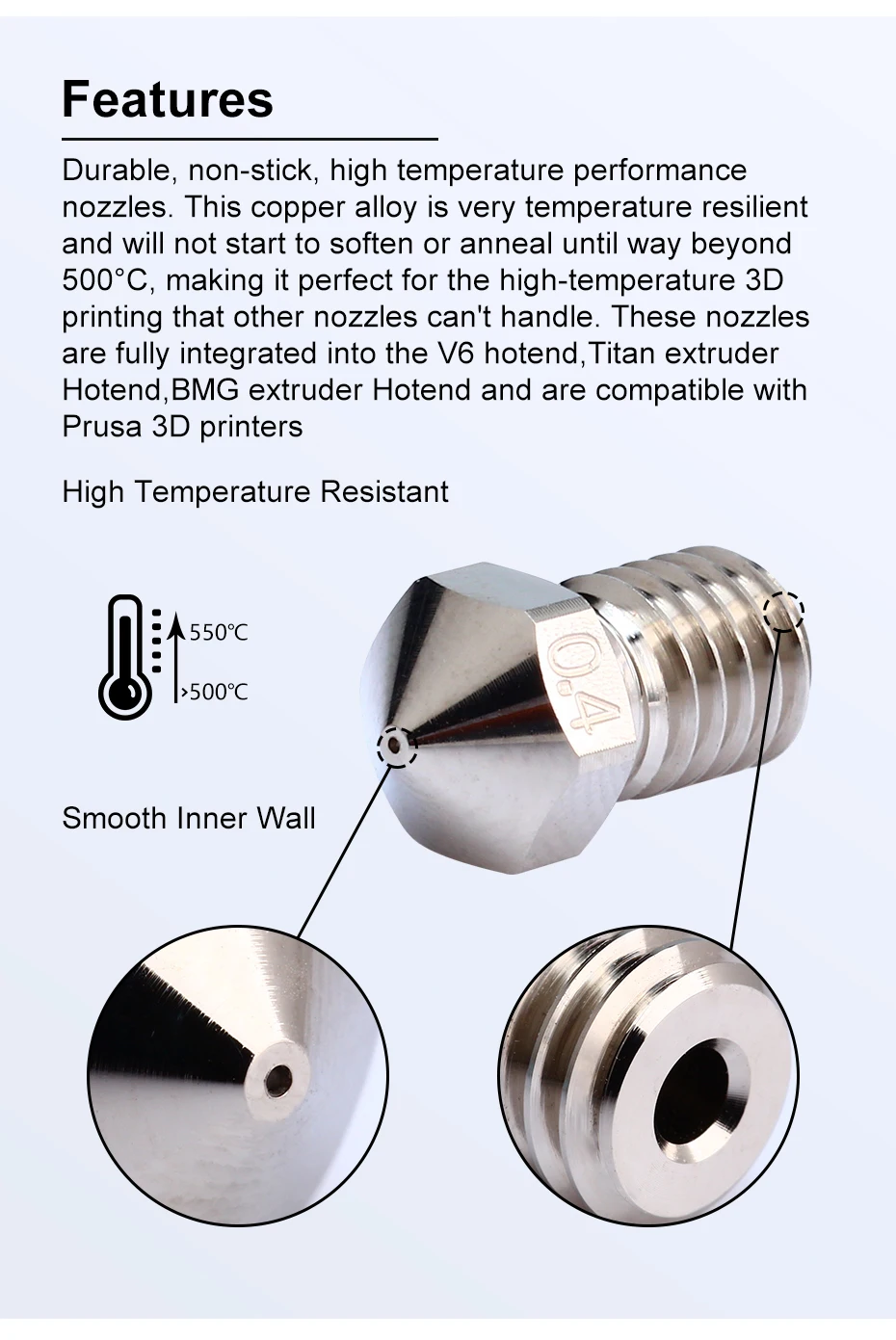 T-V6 Plated Copper Nozzle