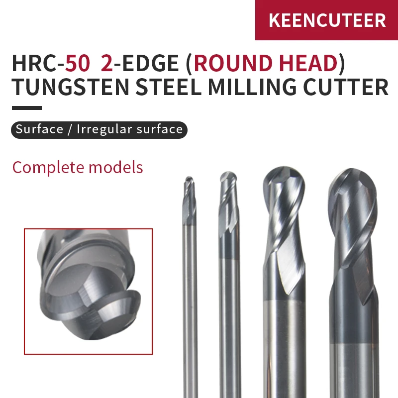 2 Edge Tungsten Steel Ball End Milling Cutter Hrc50 Degree R0.5mm R1 ...
