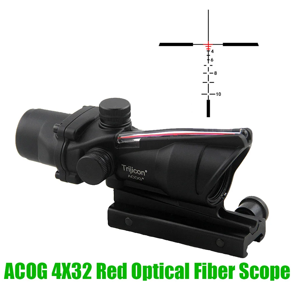 Trijicon ACOG 4X32 Fiber Source Scope Red Illuminated Hunting Red Fiber ...