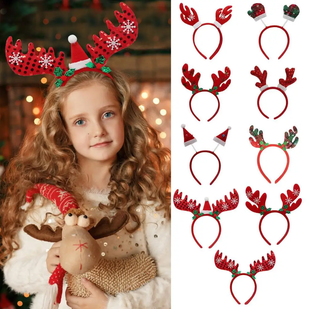 Import Lot of 2 Reindeer Santa Headbands Adult Kids Christmas Costume H ...