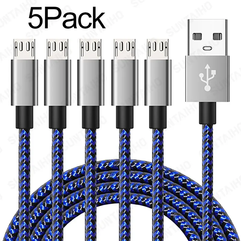5Pack 2.4A Micro USB Cable For Xiaomi Redmi Huawei USB Fast Charge ...