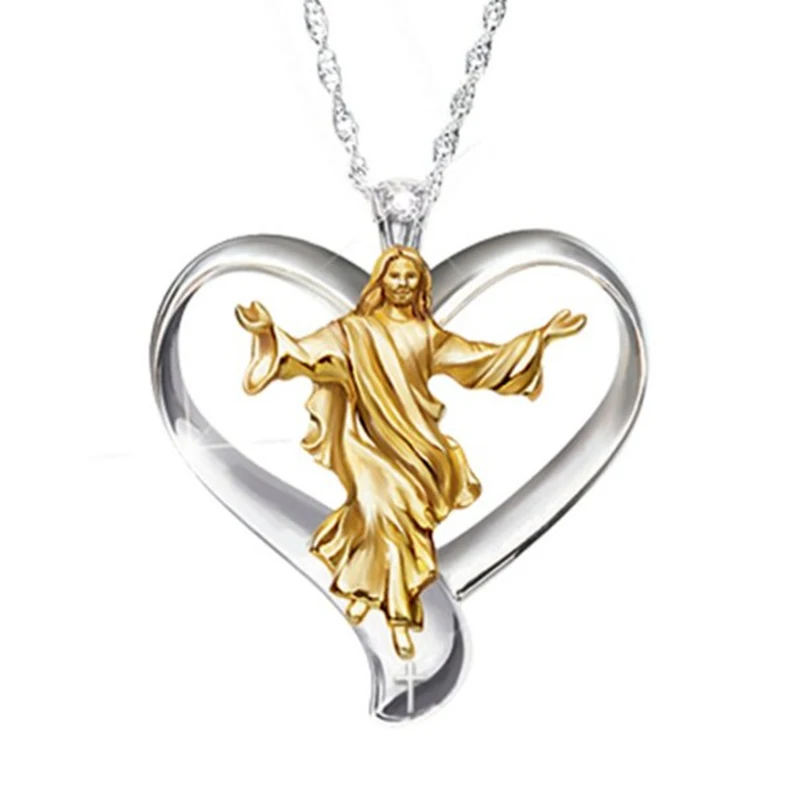 Cross Necklaces Gold Silver Jesus Christian Religion Pendant Necklace ...
