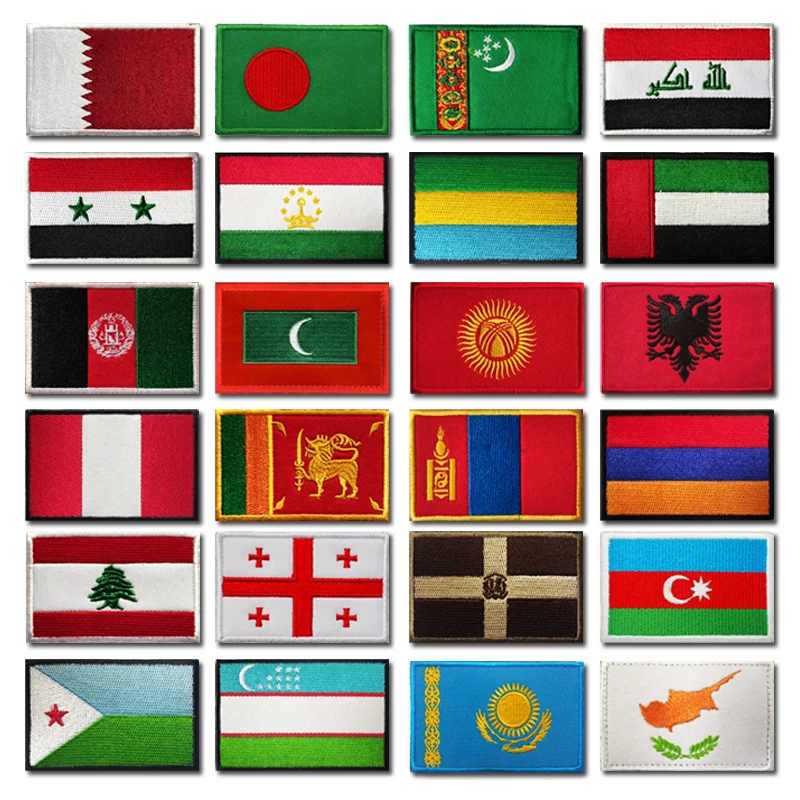 Asia country flag patch Badge Embroidered Army Military Tactical Hook ...