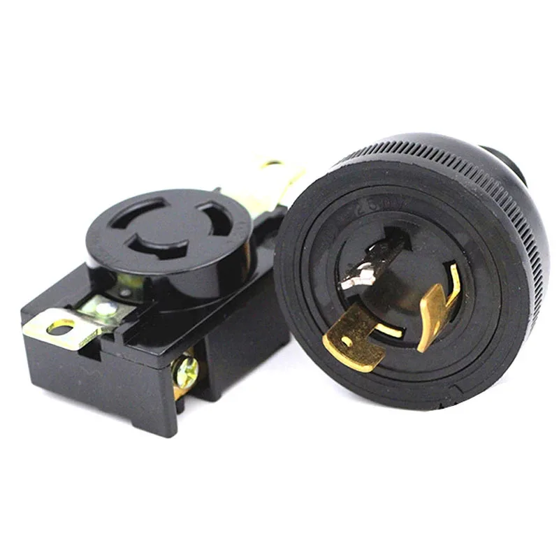 Black 30A copper American Female Male Wired Lock Connector US industry ...