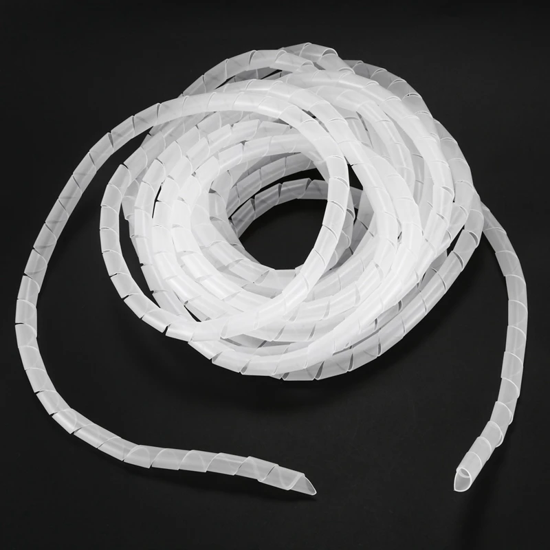 10mm x 6M Helical Hose Tape Wrapping Band Cable Zipper White Organizer ...