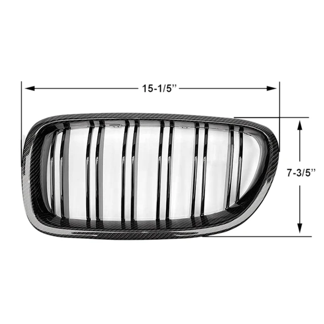 Car Carbon Fiber Glossy Double Slats Front Kidney Grille Grill For-BMW ...