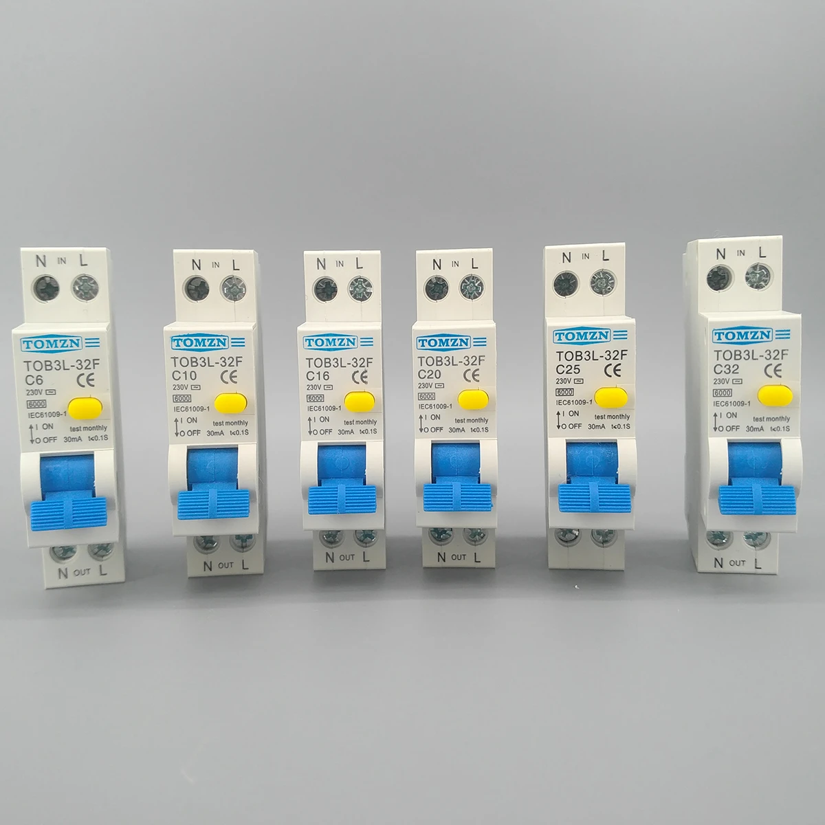 Circuit Breakers & Disconnectors Circuit Breakers Transparent 1P+N 25A 230V~ 50HZ/60HZ Residual ...