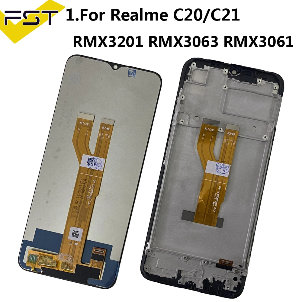 Realme C21 RMX3201 LCD 디스플레이 터치 스크린 디지타이저 어셈블리 용 원본 6.5 "Realme C20 ...