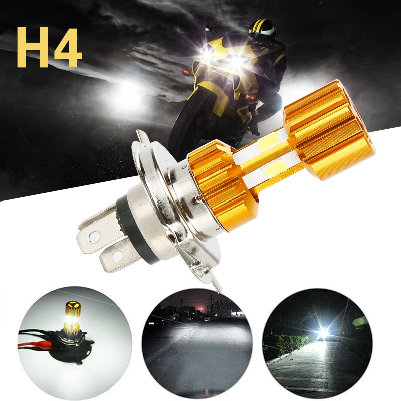 Motorcycle Headlight Bulbs H4 LED 18W LED 3 COB Led Moto Headlight ...