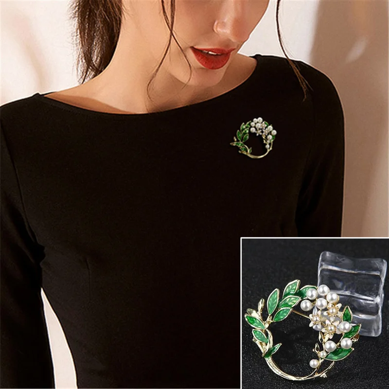 Broche de perlas de imitación para mujer, broche moderno de alta ...