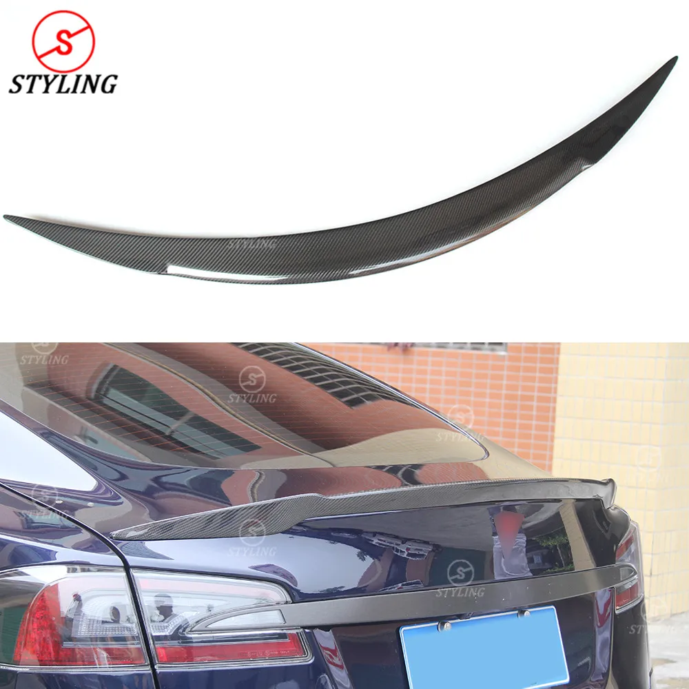 Carbon Rear Spoiler R style For Tesla Model S Rear trunk spoiler wing ...