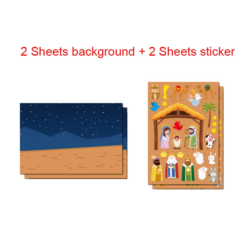 Jesus Birth Activity HEYINSHEN Nativity Stickers Set - 24 Sheets Make ...