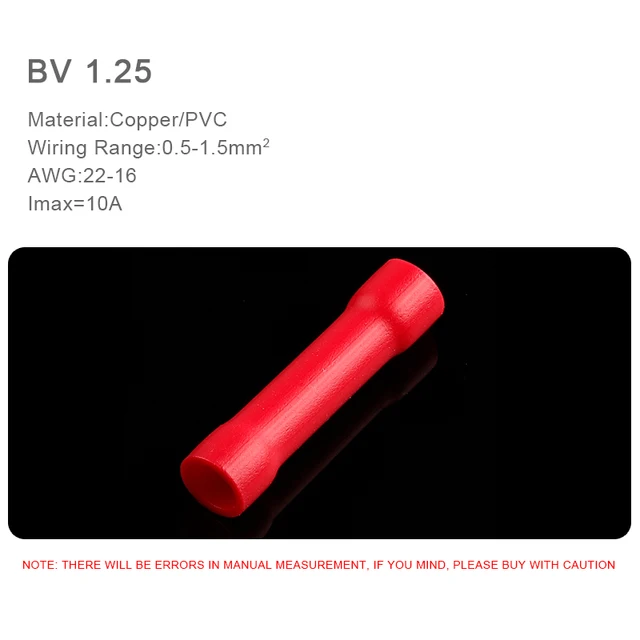 50 Dcs/Tétel Bv1.25 Bv2 Bv5.5 Válogatott Szigetelt, Egyenes Huzalkábel -Feneke Elektromos ...