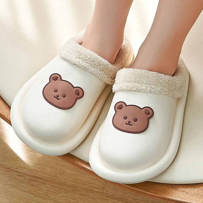 New 2022 Cartoon bear Slippers Women Men Indoor Warm Slipper Soft Plush ...
