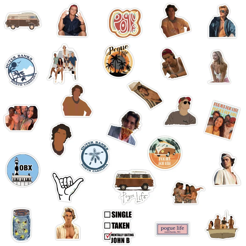 50pcs/Pack Waterproof Cartoon Outer Banks Stickers