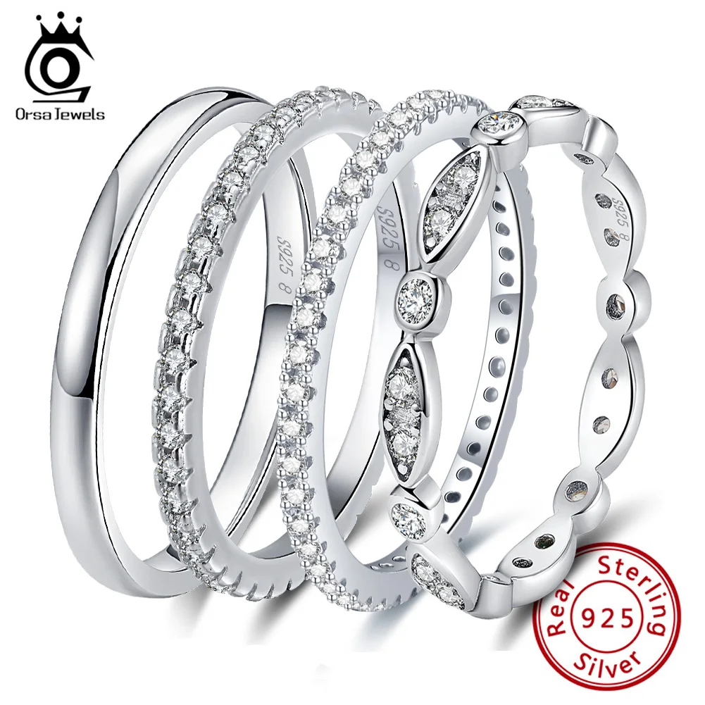 ORSA JEWELS 100% Solid 925 Sterling Silver Women Rings Full Paved ...
