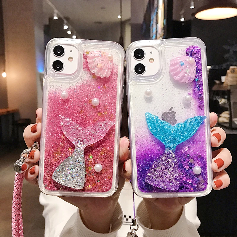 3d Cup Mermaid Glitter Quicksand Phone Case For Iphone 13 Mini 12 11 ...
