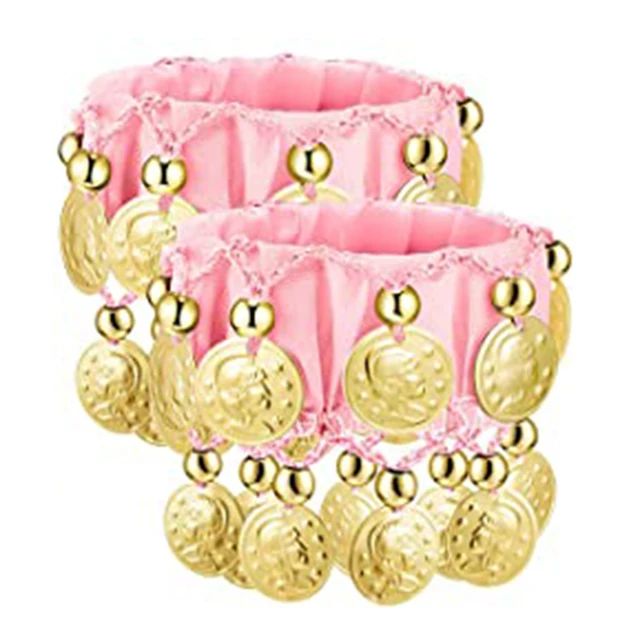 1 Pair 11 colors Belly Dance Wrist Ankle Cuffs Bracelets Chiffon Gold ...