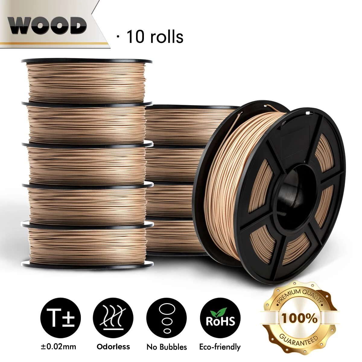 SUNLU WOOD 3D Filament 1.75MM 1KG 10Rolls Real Wood Texture Effect Made ...