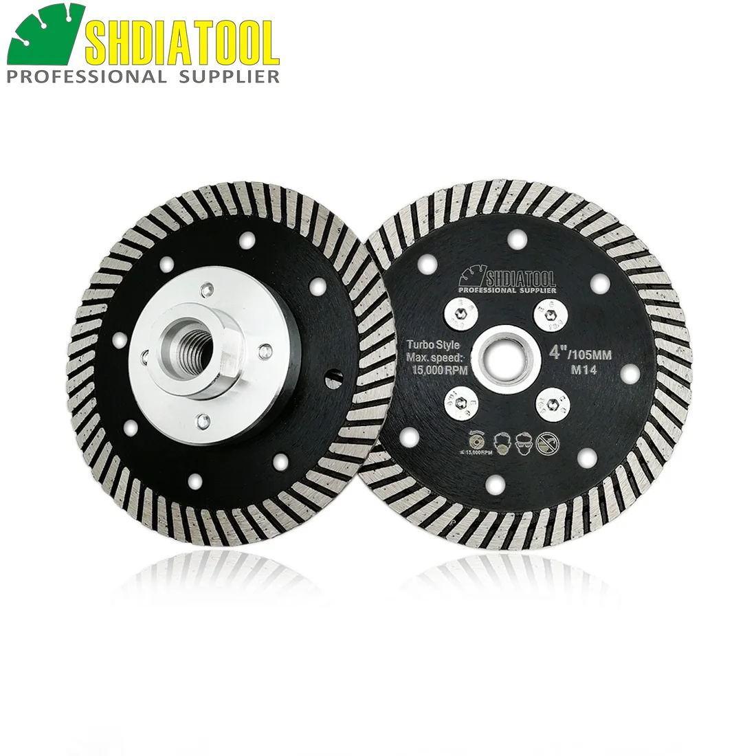 SHDIATOOL 2pcs M14 Dia 105/115/125mm Diamond Hot Pressed Narrow Turbo ...