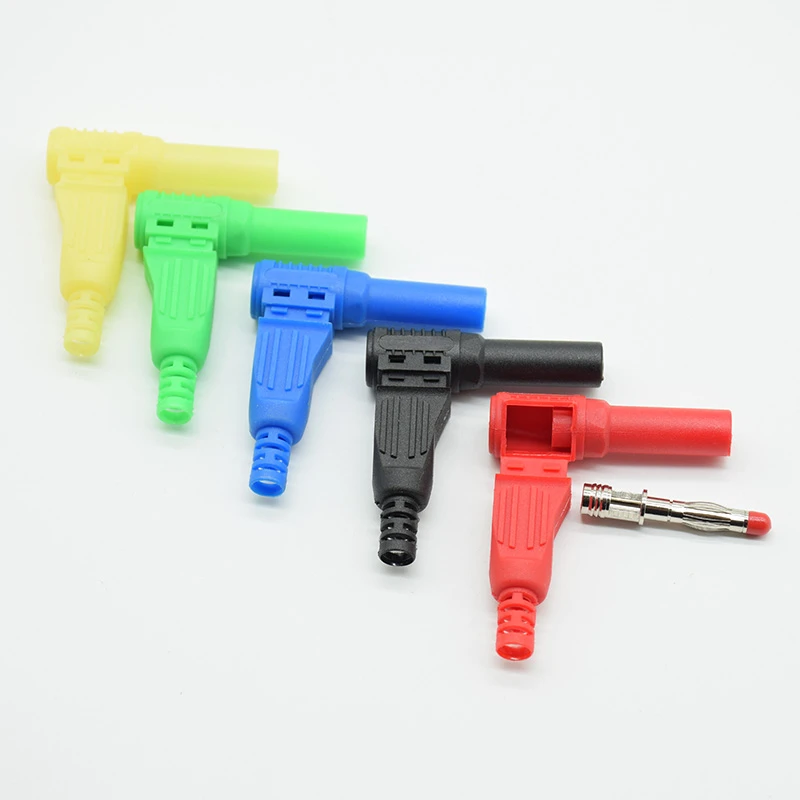 2Pcs red black blue green yellow 4mm Male Right Angle Insulation Wire ...