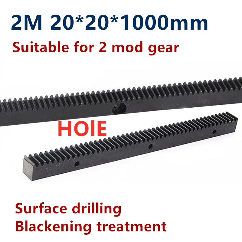 1pc 2m 20*20*1000mm Spur Rack Hole Distance 100mm 2 Mod Straight Rack ...