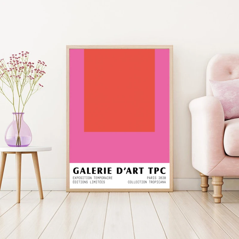 Pink Red Color Block 1 Art Prints Abstract Artwork Painting Museum ...